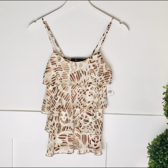 P Luca Milano | Tops | P Luca Milano Cheetah Print Ruffle Layered Cami ...